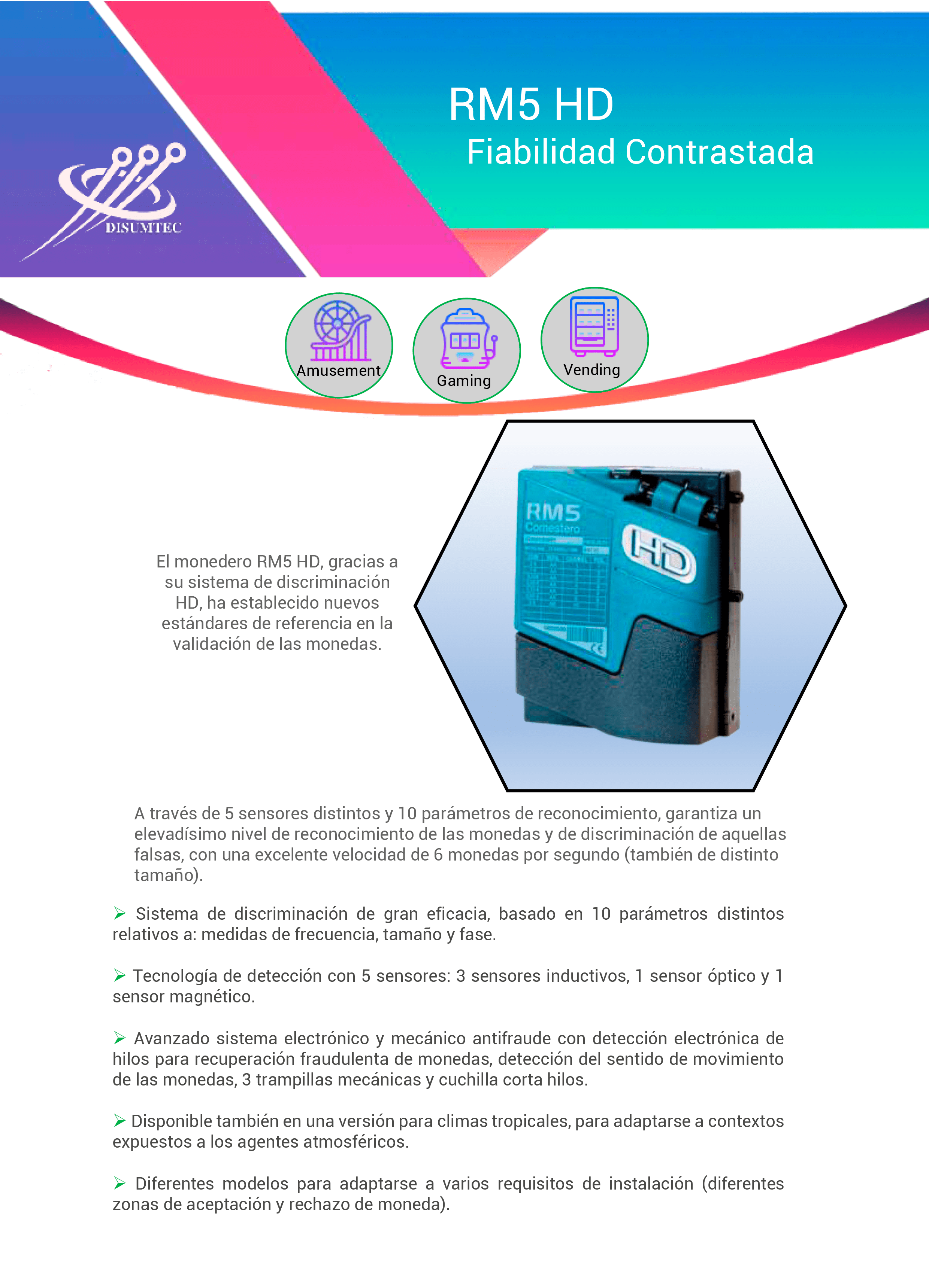 MONEDERO RM5 HD DISUMTEC MONEDERO RM5 HD MONEDERO RM5 HD DISUMTEC MONEDERO RM5 HD